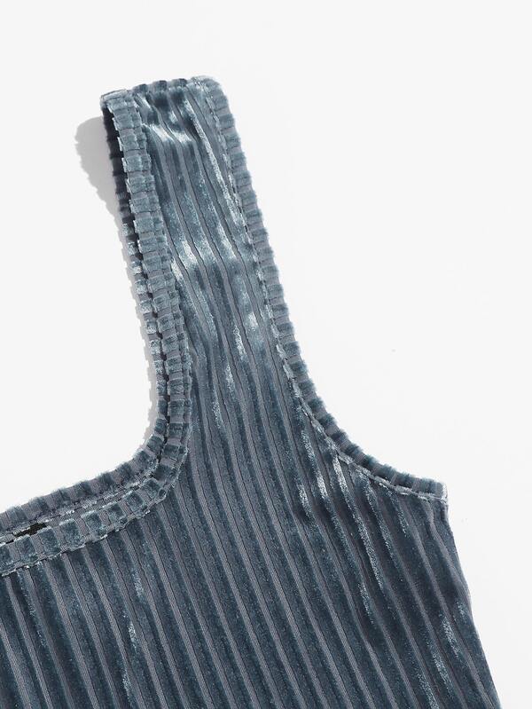 SHEIN EZwear Solid Crop Velvet Tank Top | SHEIN USA