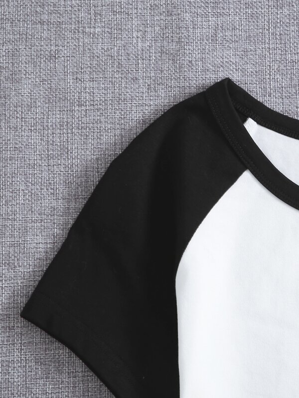 Shein Ezwear Raglan Sleeve Two Tone Crop Top Shein Usa