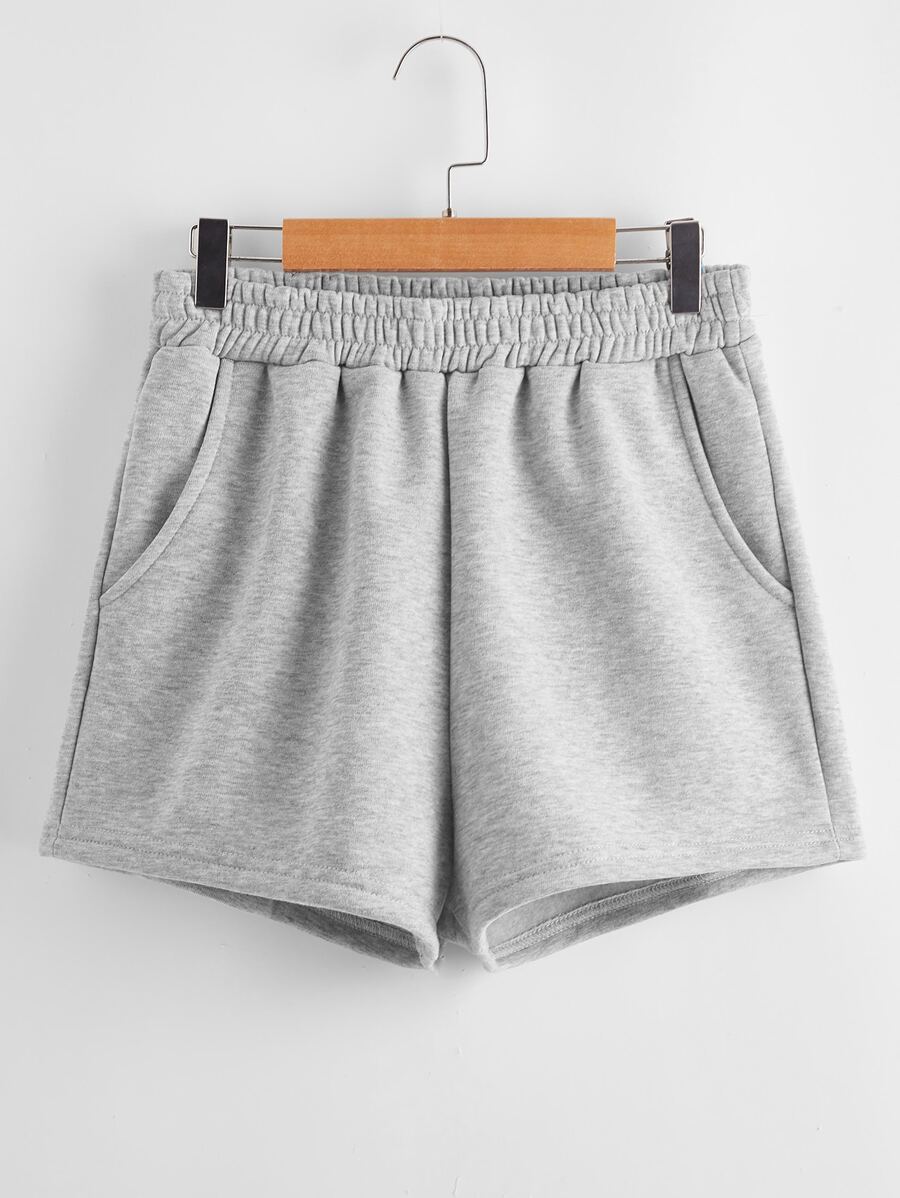 SHEIN EZwear Solid Slant Pockets Track Shorts | SHEIN USA