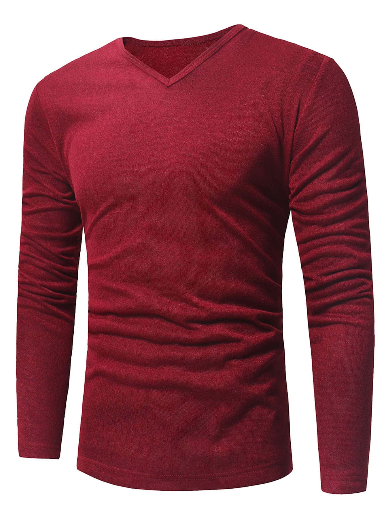 Men Solid V Neck Tee