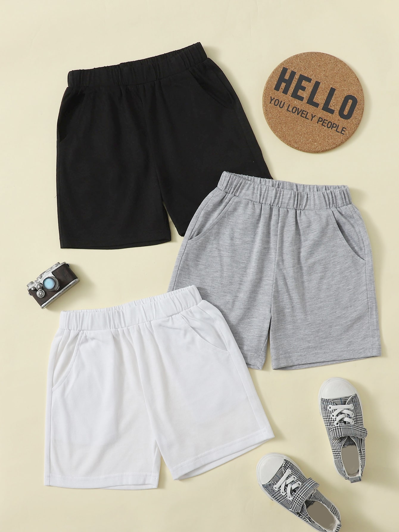 Toddler Boys 3 Pack Solid Track Shorts