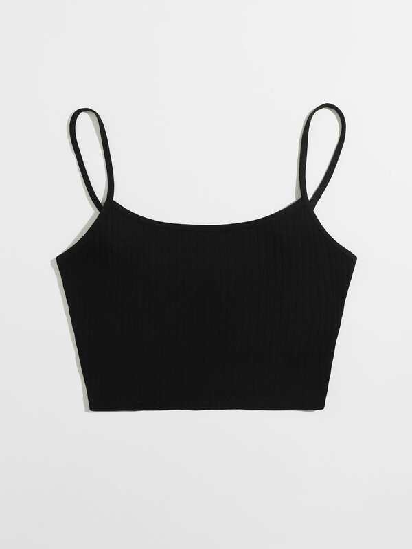 Shein Ezwear Rib Knit Crop Cami Top Shein