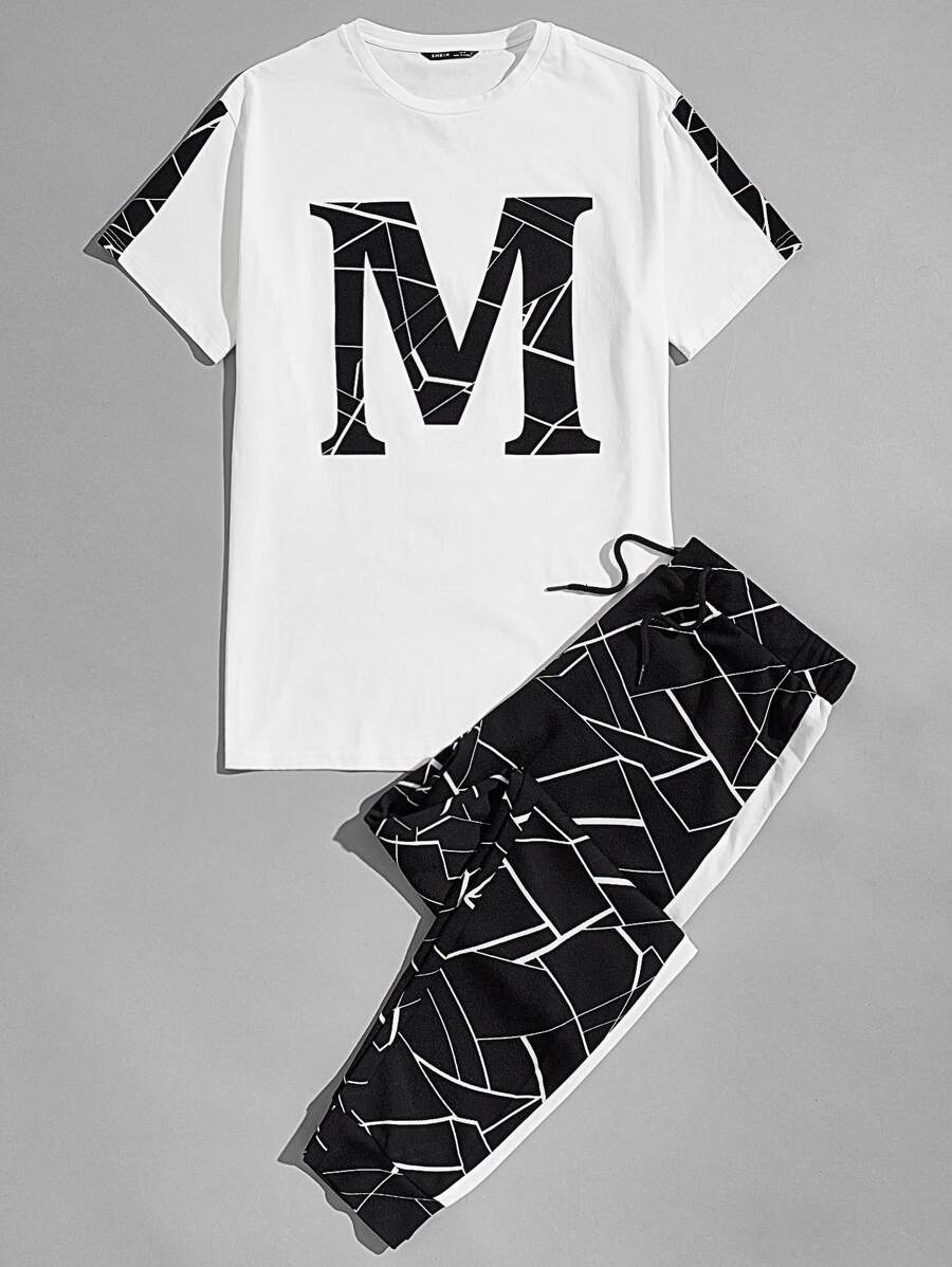 Manfinity Homme Bolso Geométrico Formal Outfit de duas peças Masculino ...