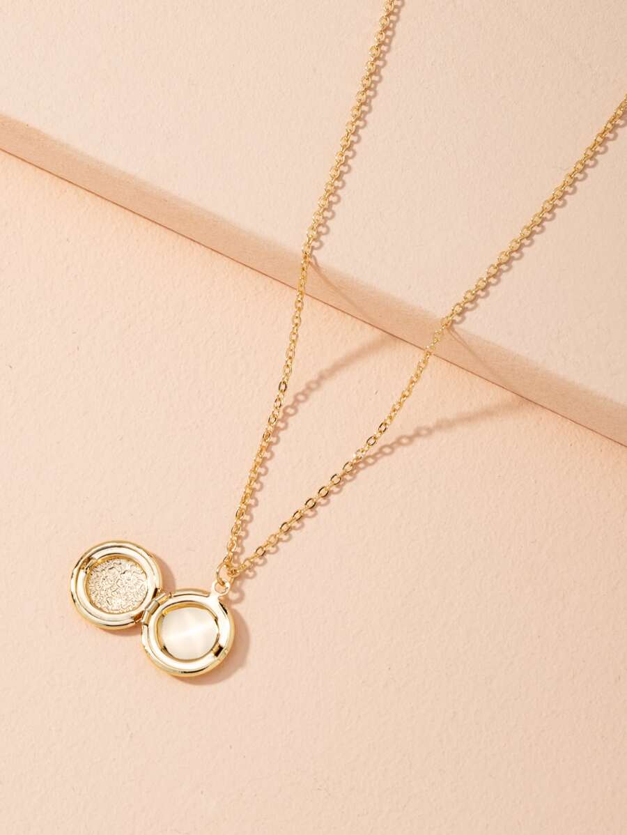 1pc Open Locket Pendant Necklace Copper Jewelry | SHEIN USA