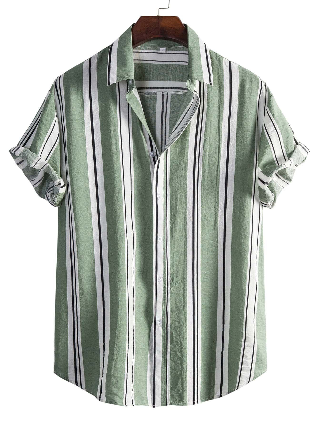 Men Striped Button Up Shirt