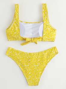 Ditsy Floral Tie Back Bikini Set Summer Beach | SHEIN USA