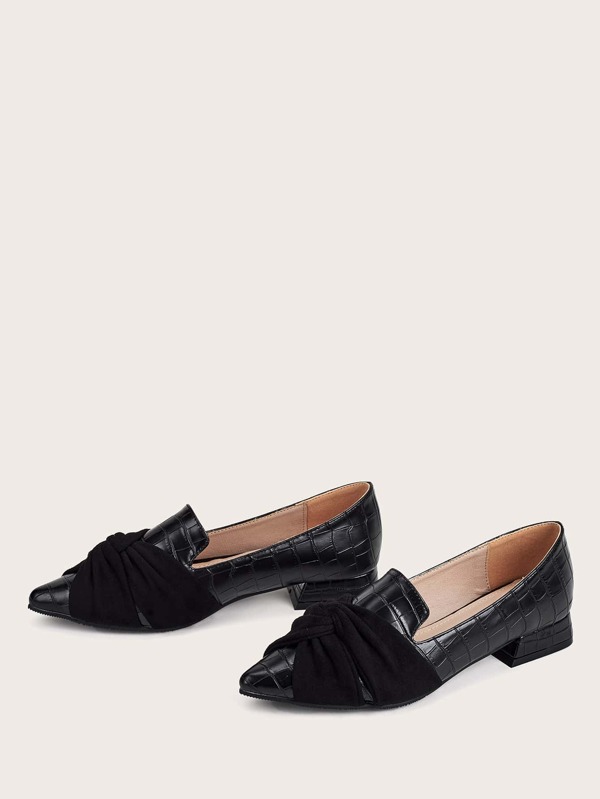 Twist Decor Croc Embossed Flats | SHEIN USA