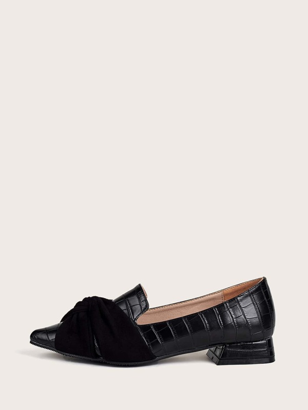 Twist Decor Croc Embossed Flats | SHEIN USA