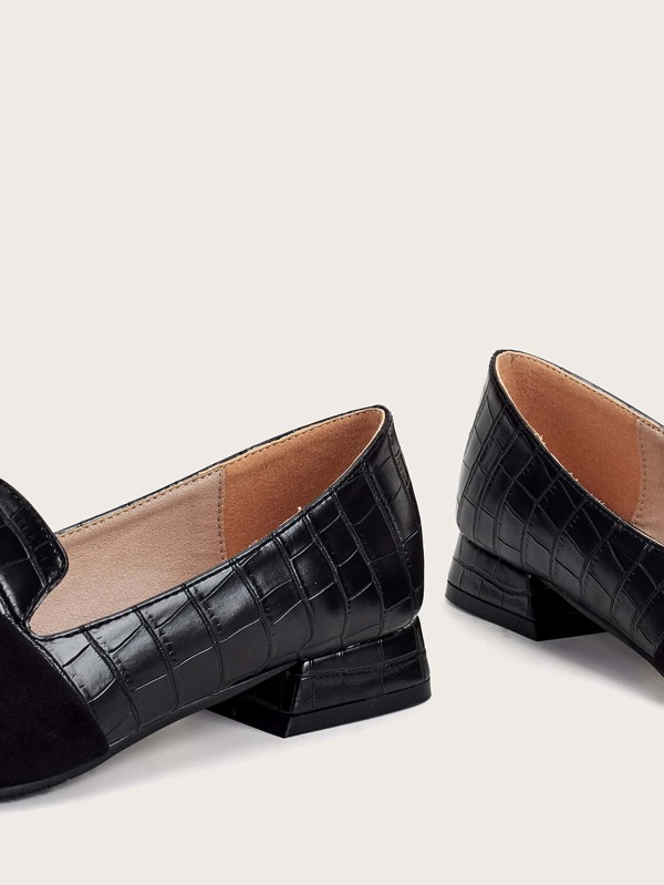 Twist Decor Croc Embossed Flats | SHEIN USA