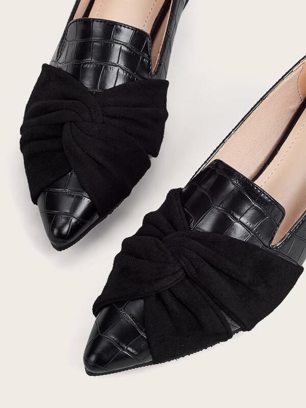 Twist Decor Croc Embossed Flats | SHEIN USA