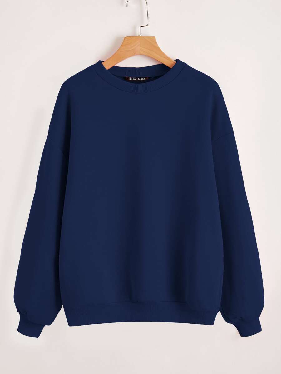 SHEIN LUNE Drop Shoulder Solid Pullover | SHEIN USA