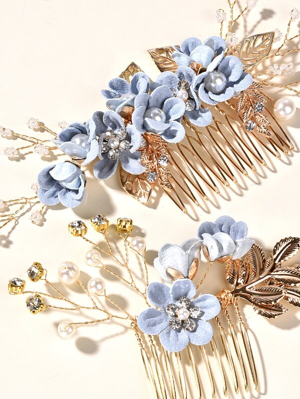 4pcs Faux Pearl Flower Decor Hair Pin | SHEIN UK