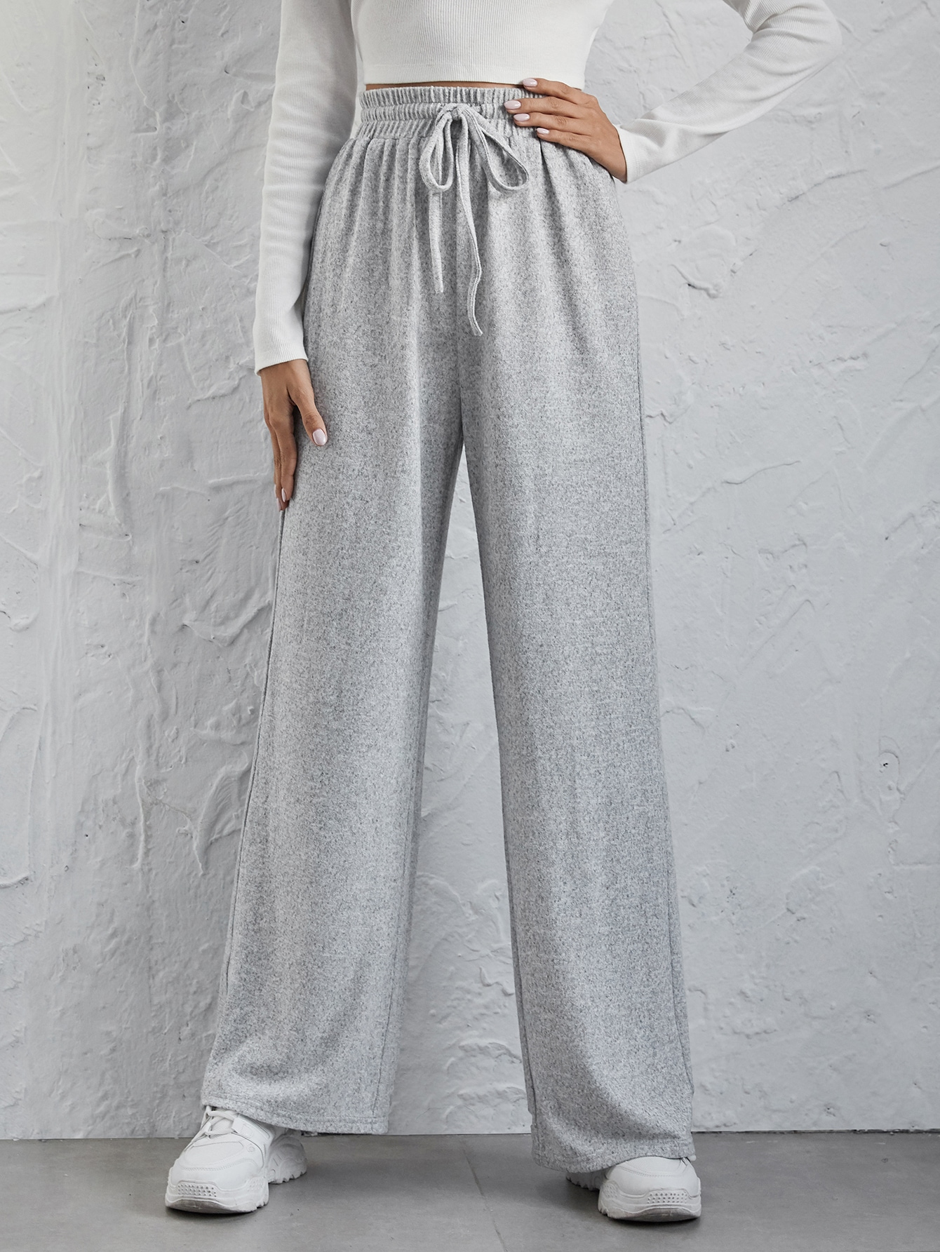Drawstring Waist Solid Palazzo Joggers