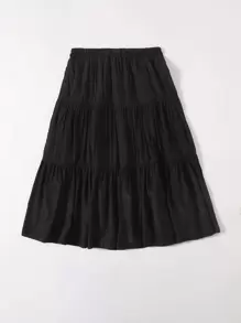 Solid Ruffle Hem Skirt | SHEIN USA