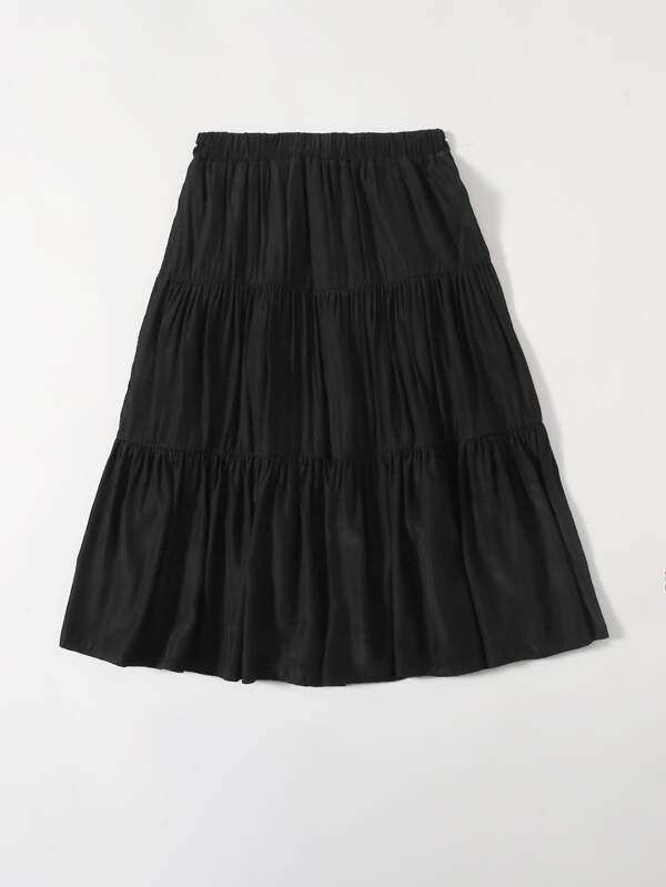 Solid Ruffle Hem Skirt | SHEIN USA