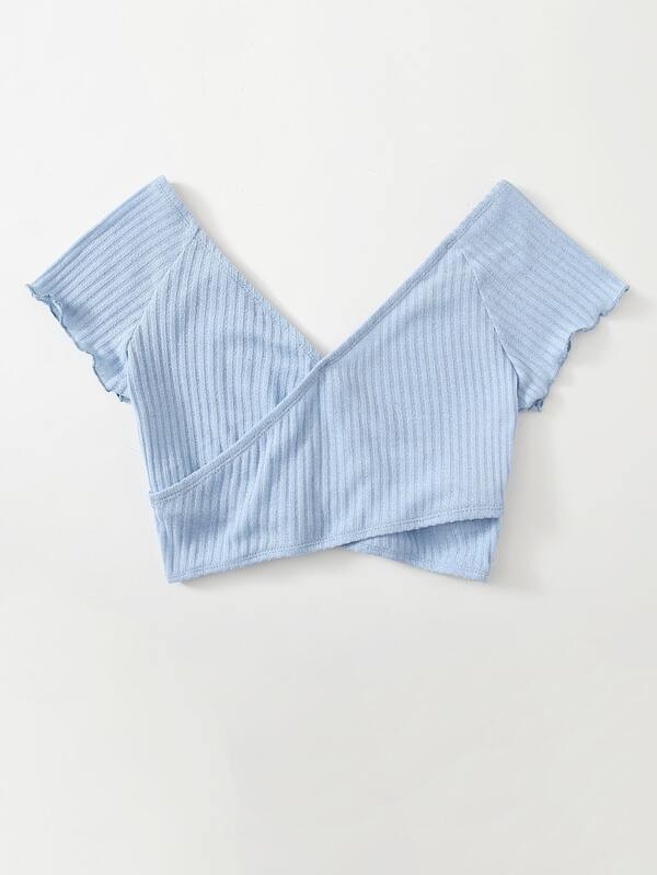 SHEIN Qutie Cross Wrap Solid Crop Top | SHEIN USA