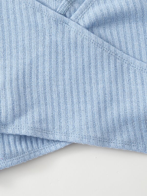 SHEIN Qutie Cross Wrap Solid Crop Top | SHEIN USA