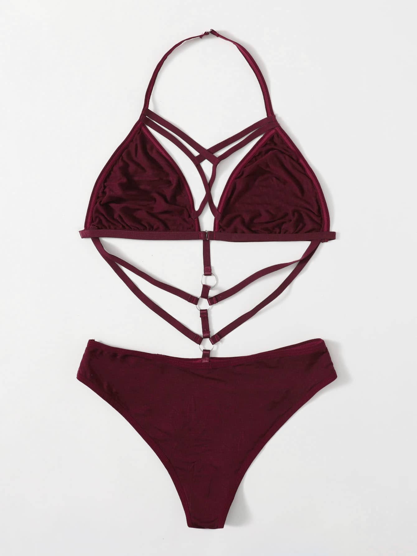Our Ring Linked Cut-out Strappy Teddy Bodysuit is such a vibe - ROMWE