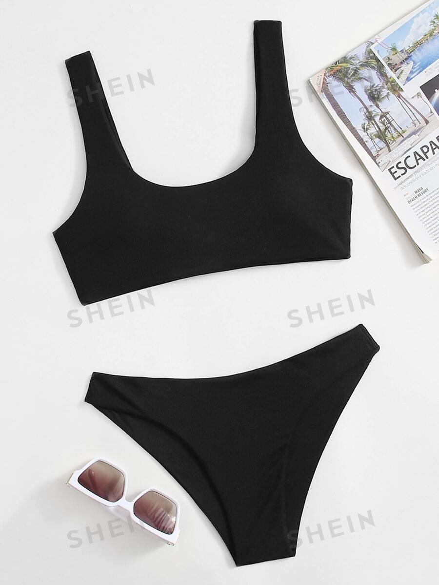 SHEIN Swim Rib Bikini Swimsuit Full Coverage Bikini | SHEIN UK