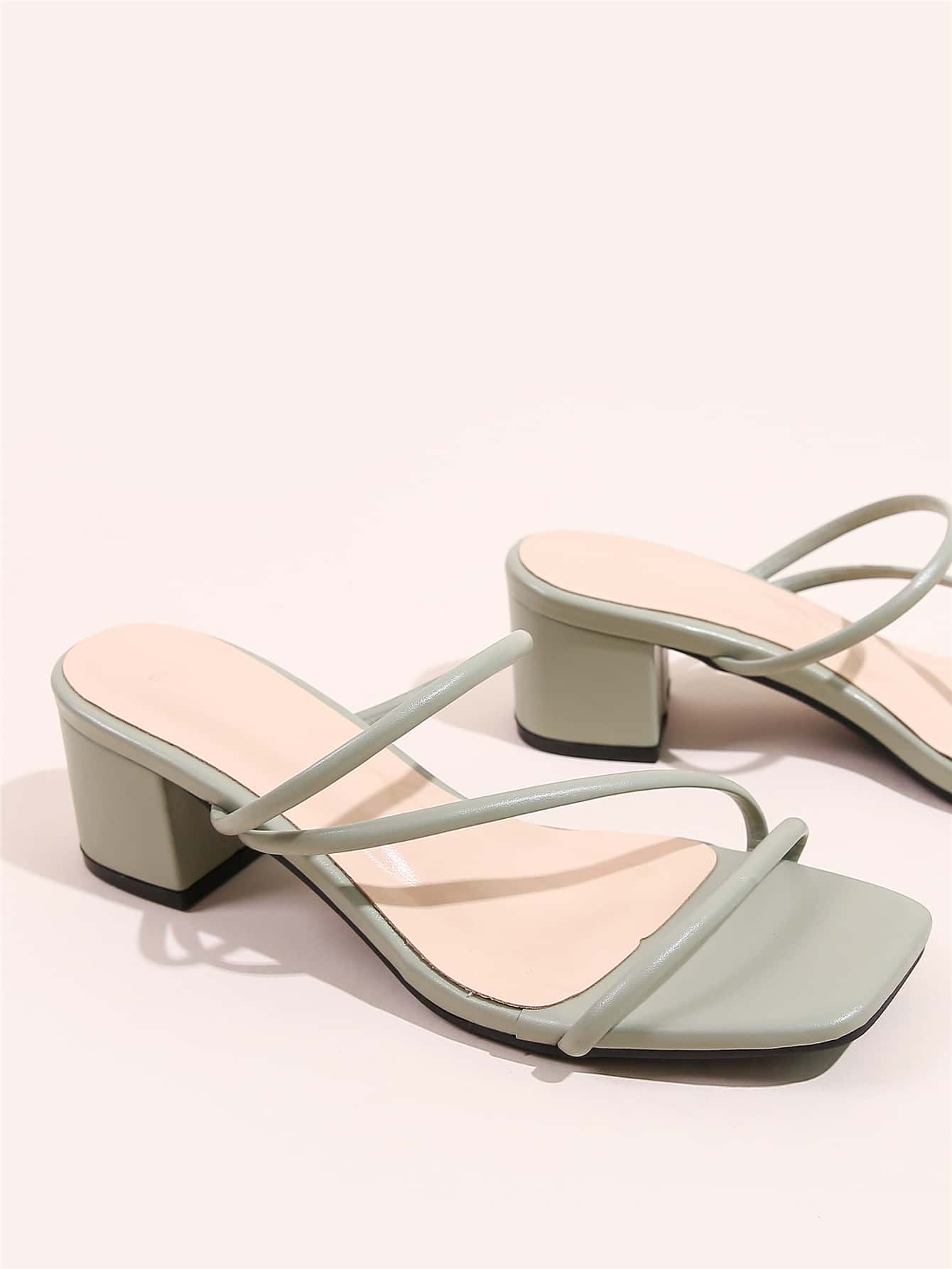 Thin Strap Chunky Heeled Mules | SHEIN USA