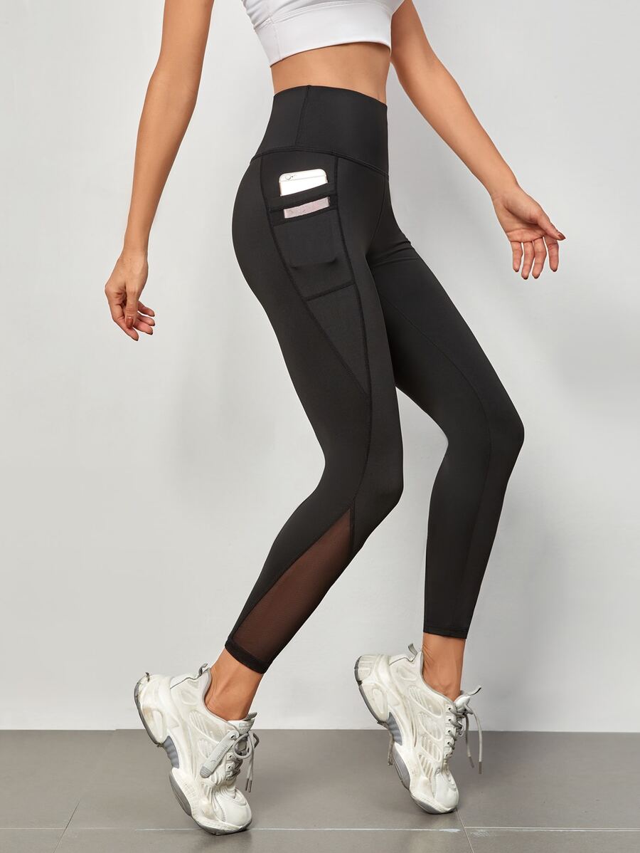 SHEIN Sport Exploreva Workout Leggings Seamless Tummy Control Mesh ...