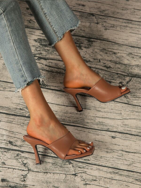 Minimalist Toe Post Stiletto Heeled Mules | SHEIN USA