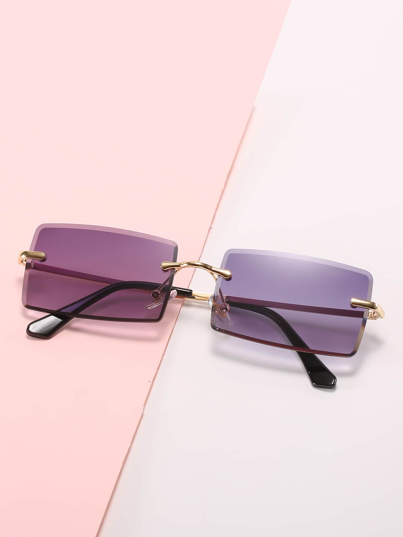 Rimless Square Frame Sunglasses