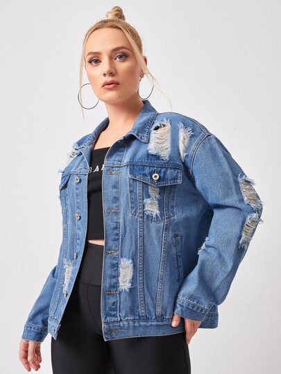 Plus Size Denim Jackets | Fashion Plus Size Denim Jackets | SHEIN USA