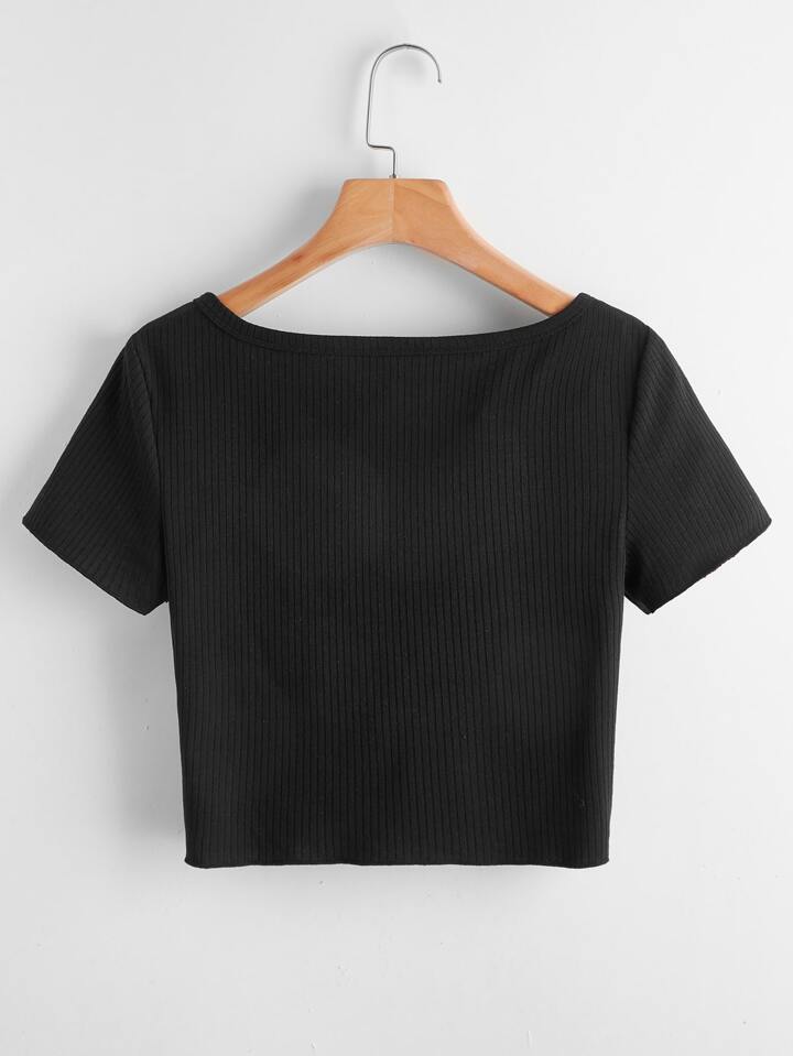 Button Front Crop Top
