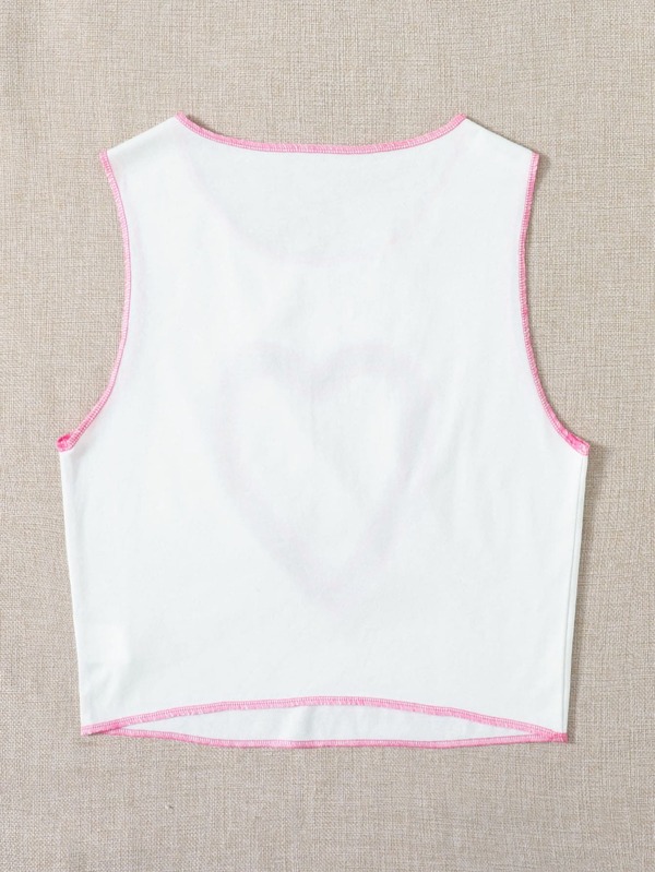 SHEIN Contrast Stitch Paper Clip Cutout Heart Crop Tank Top | SHEIN USA