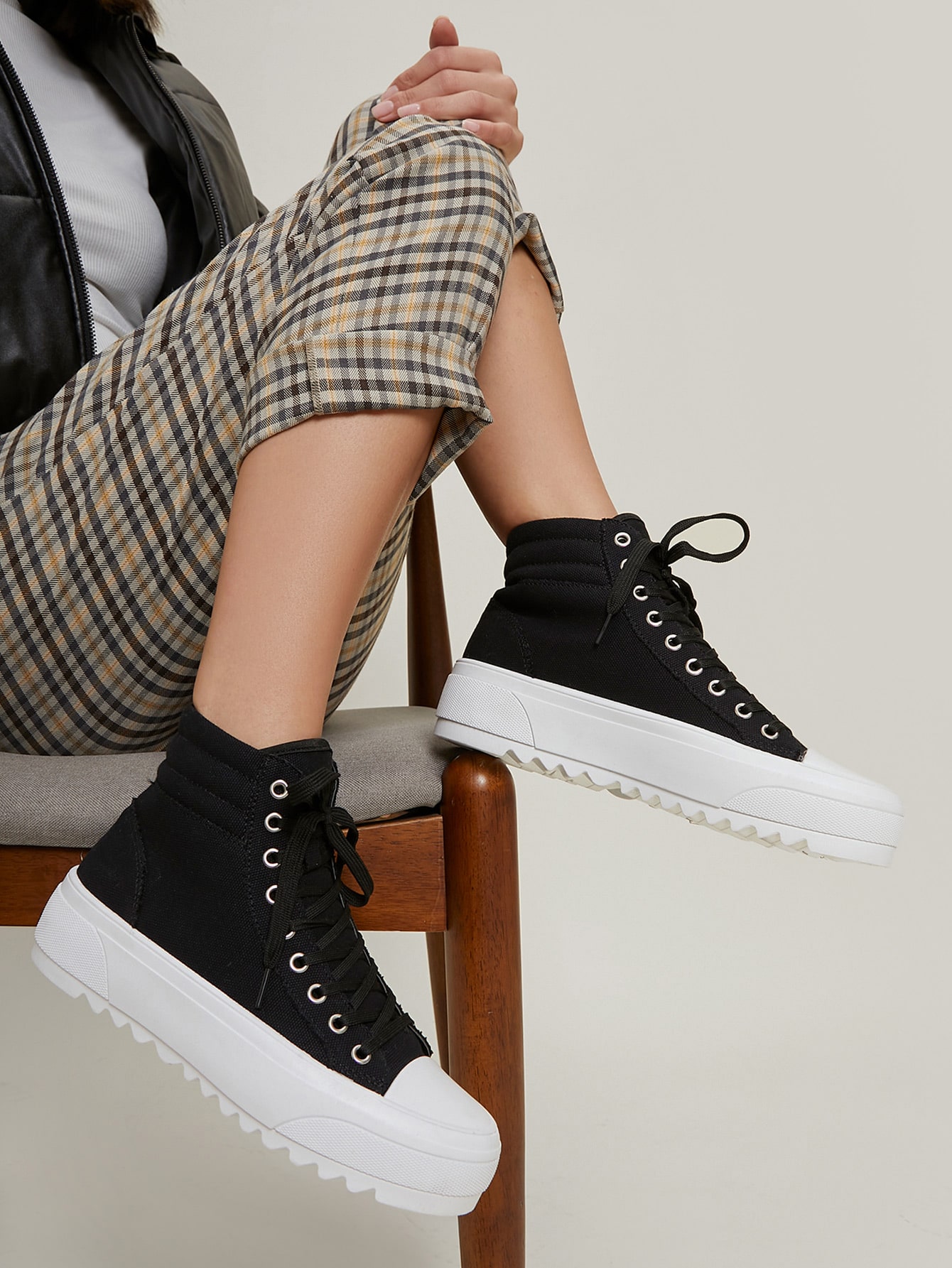 Self Tie Lace High Top Sneakers