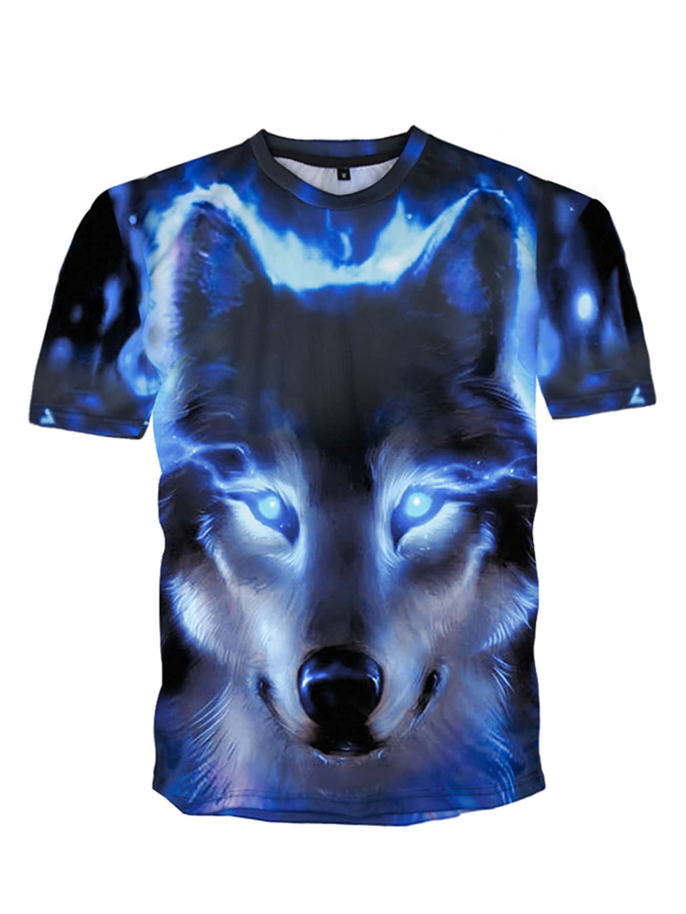 Camiseta de cuello redondo con estampado de lobo