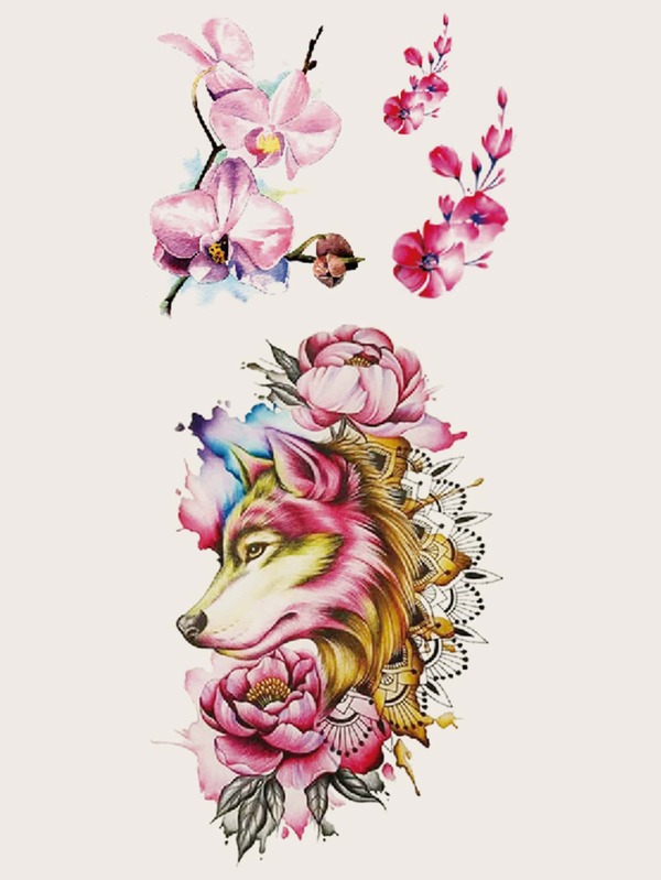 1sheet Wolf Pattern Tattoo Sticker | SHEIN USA