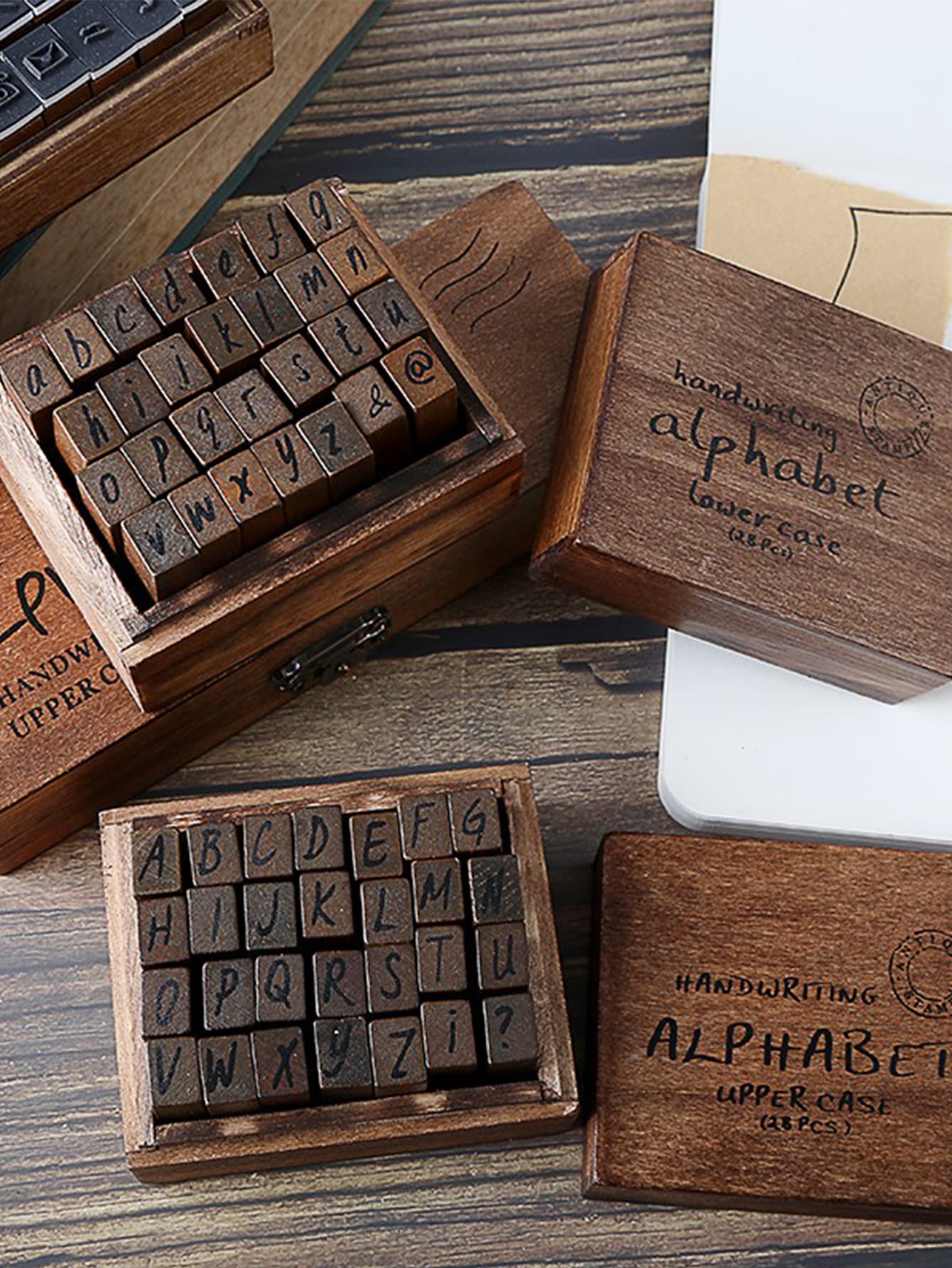 28 piezas sello de madera con letra