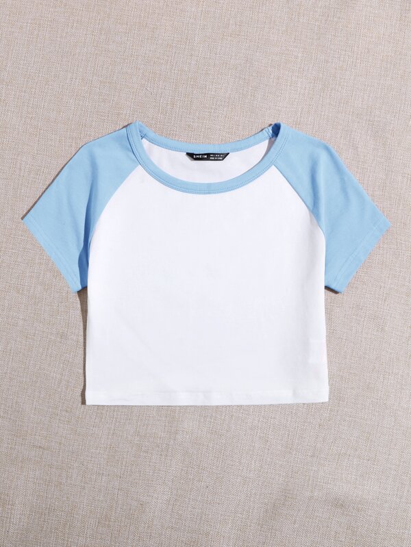 Shein Ezwear Raglan Sleeve Two Tone Crop Top Shein Usa