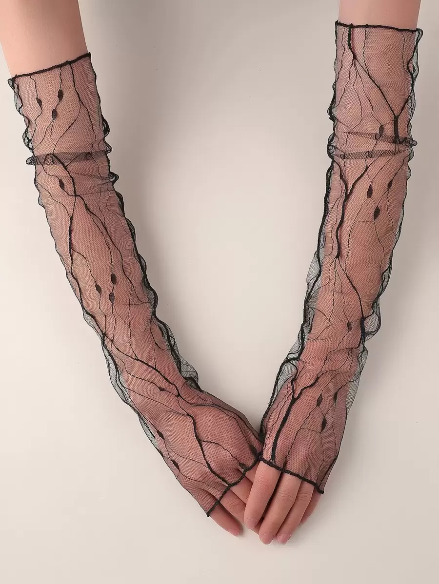 Black Net Sheer Gloves | SHEIN USA