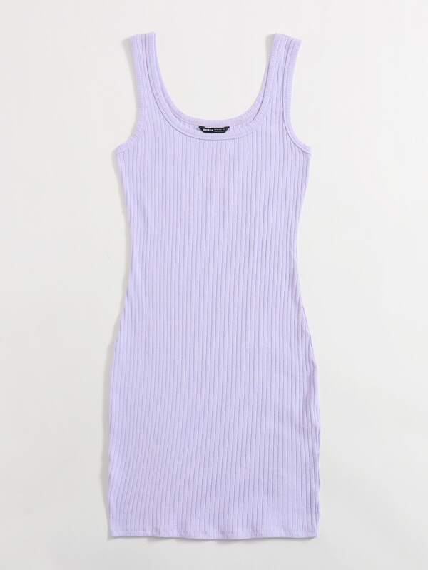 SHEIN EZwear Rib-knit Solid Bodycon Dress | SHEIN USA