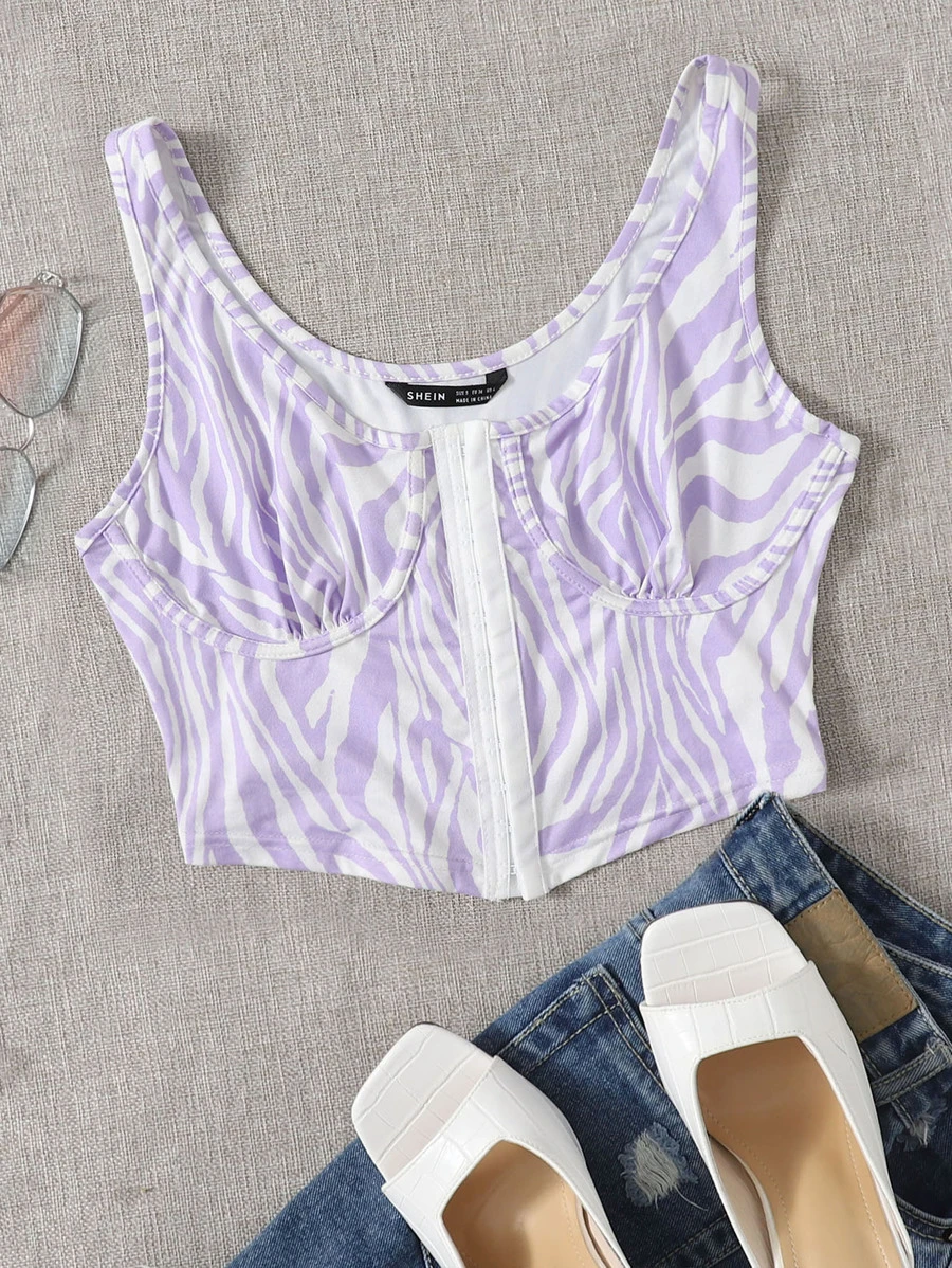 SHEIN Asymmetrical Hem Zebra Striped Tank Top | SHEIN USA