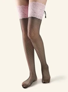 Lace Trim Fishnet Long Stockings | SHEIN USA