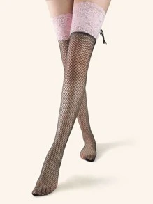 Lace Trim Fishnet Long Stockings | SHEIN USA