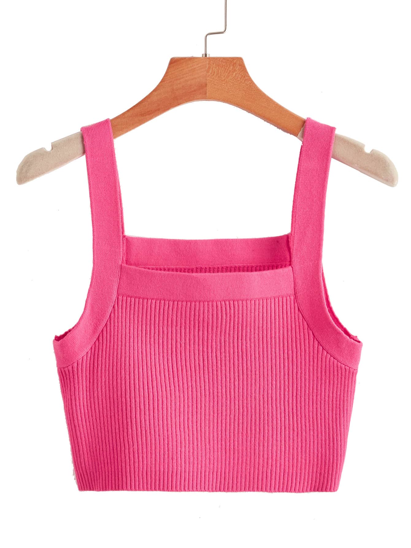 SHEIN Unity Top con bretelle sottile a coste monocolore | SHEIN ITALIA