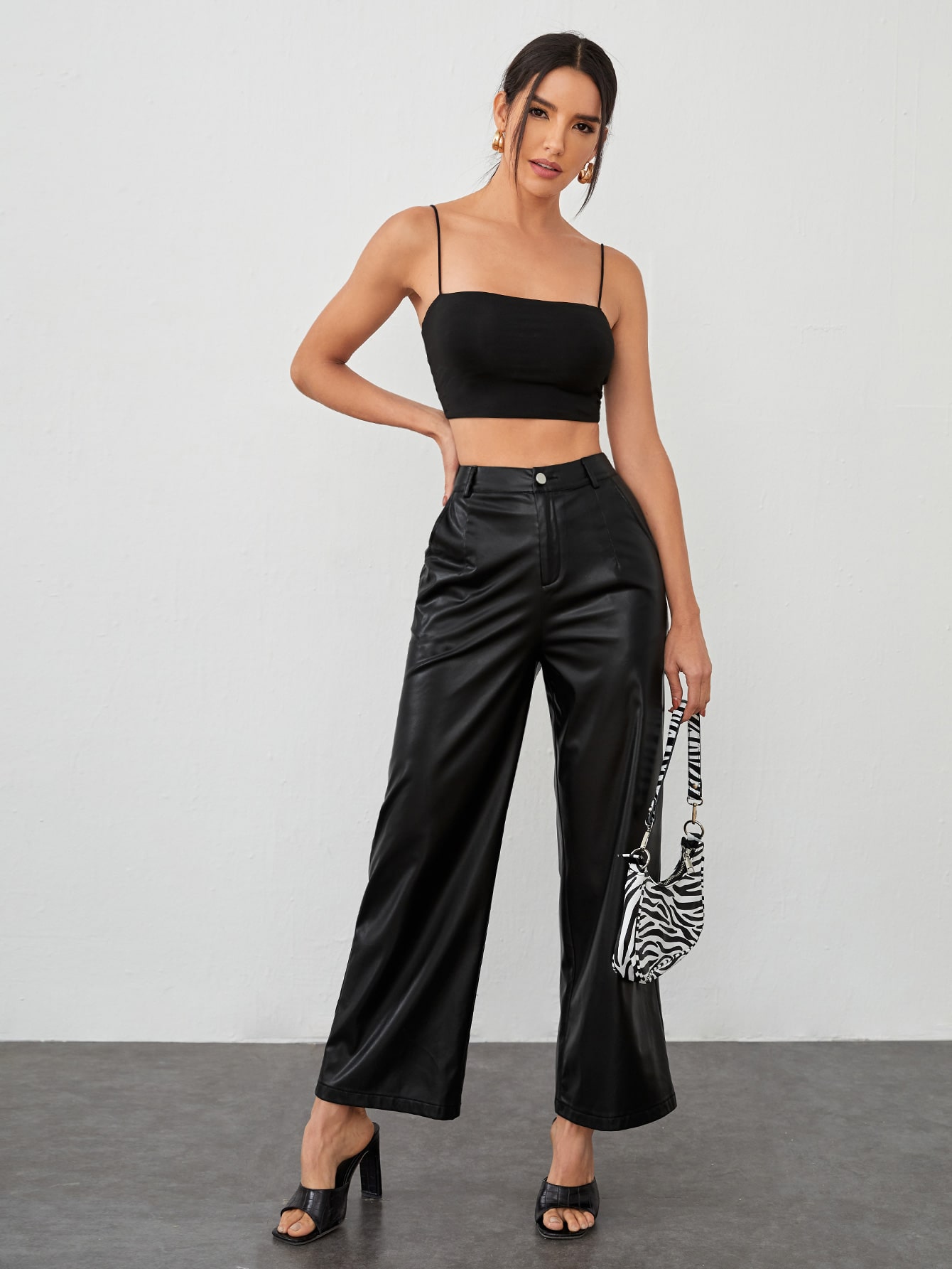 SHEIN Wide Leg PU Leather Pants | SHEIN USA