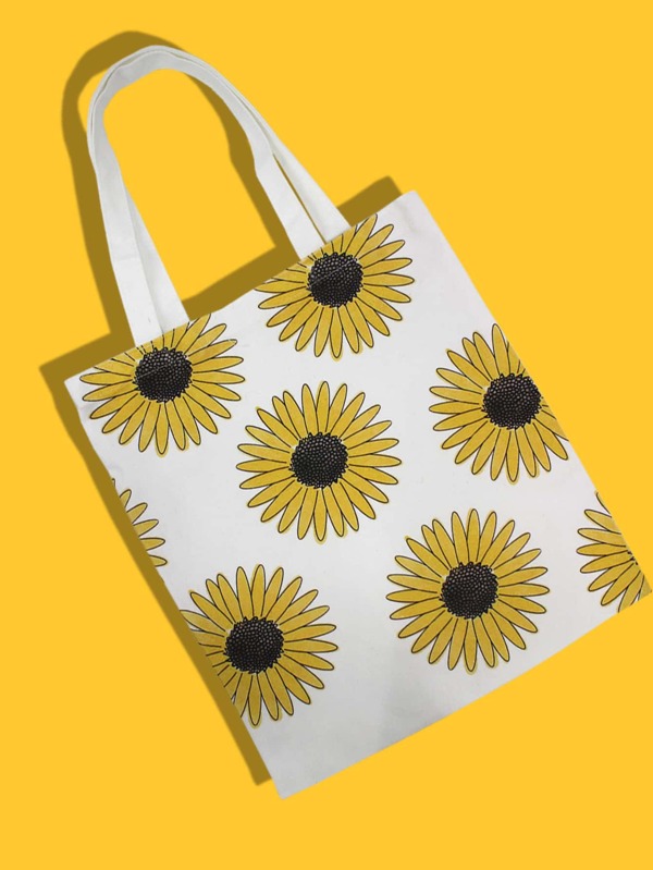 Sunflower Graphic Shopper Bag | SHEIN USA