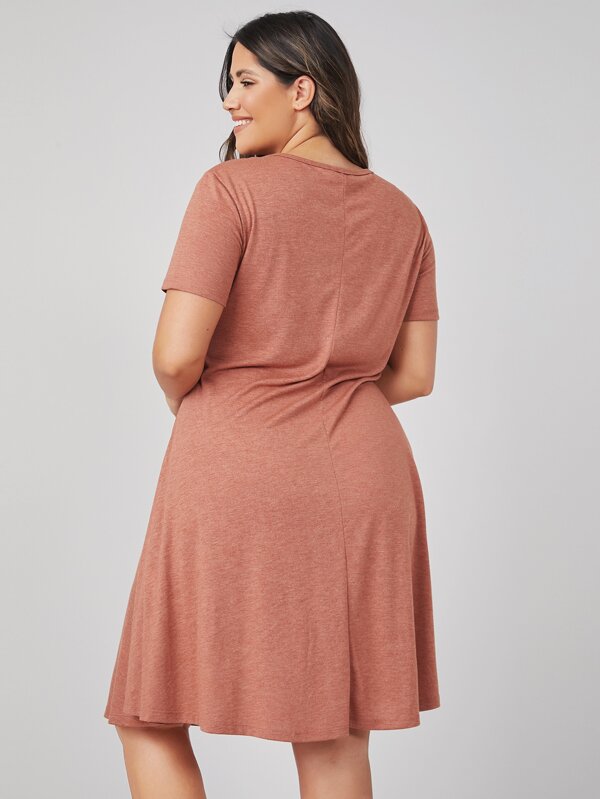 SHEIN BASICS Plus Patch Pocket Solid Dress | SHEIN USA