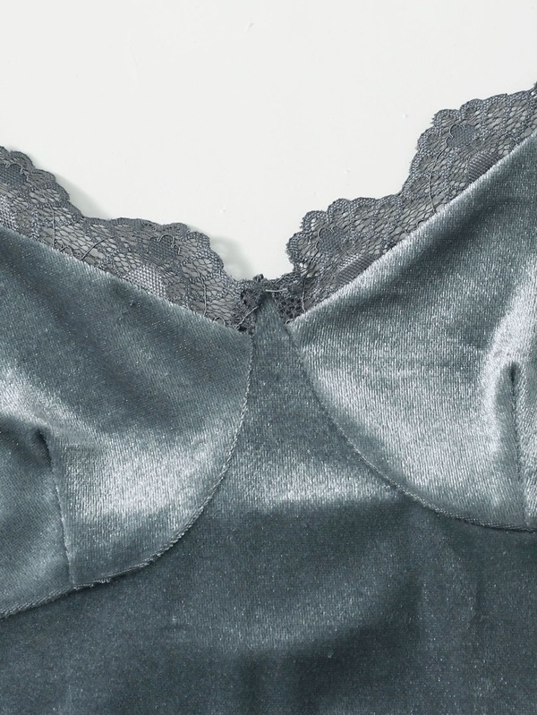 SHEIN Lace Detail Velvet Cami Top | SHEIN USA