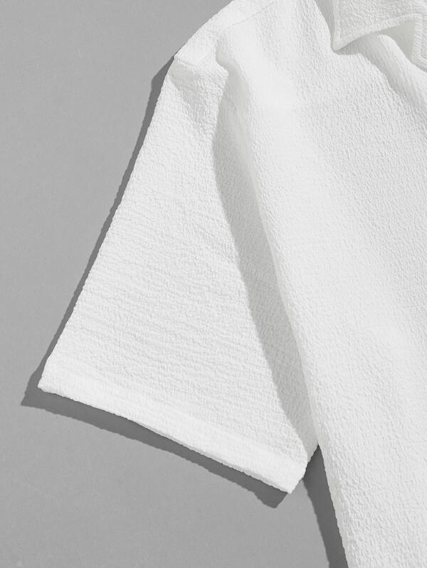 Manfinity Men Notch Collar Button Placket Solid Shirt | SHEIN USA