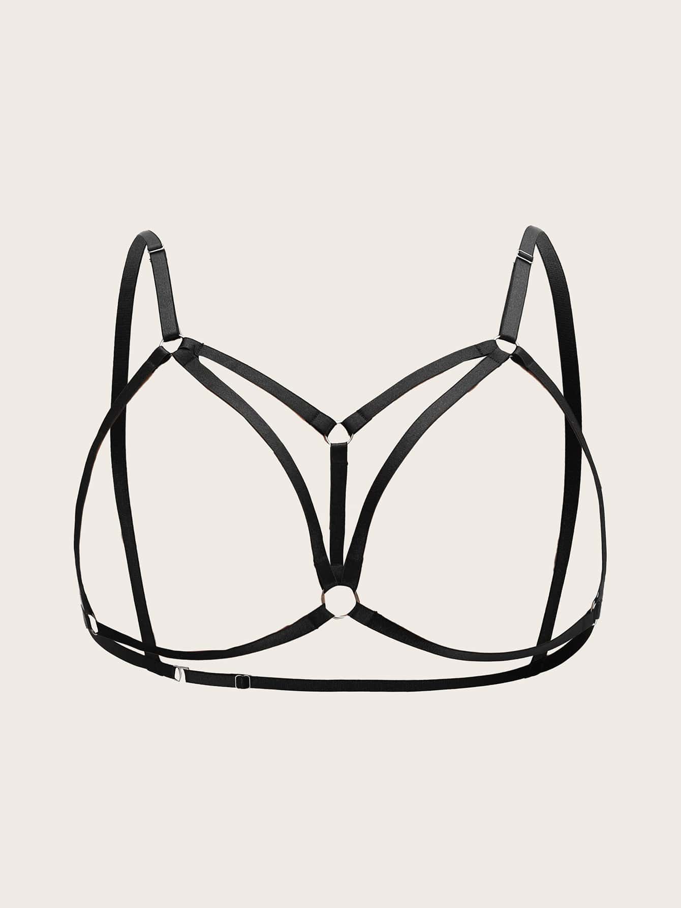 Plus Cut-out Ring Linked Harness Bralette | SHEIN USA