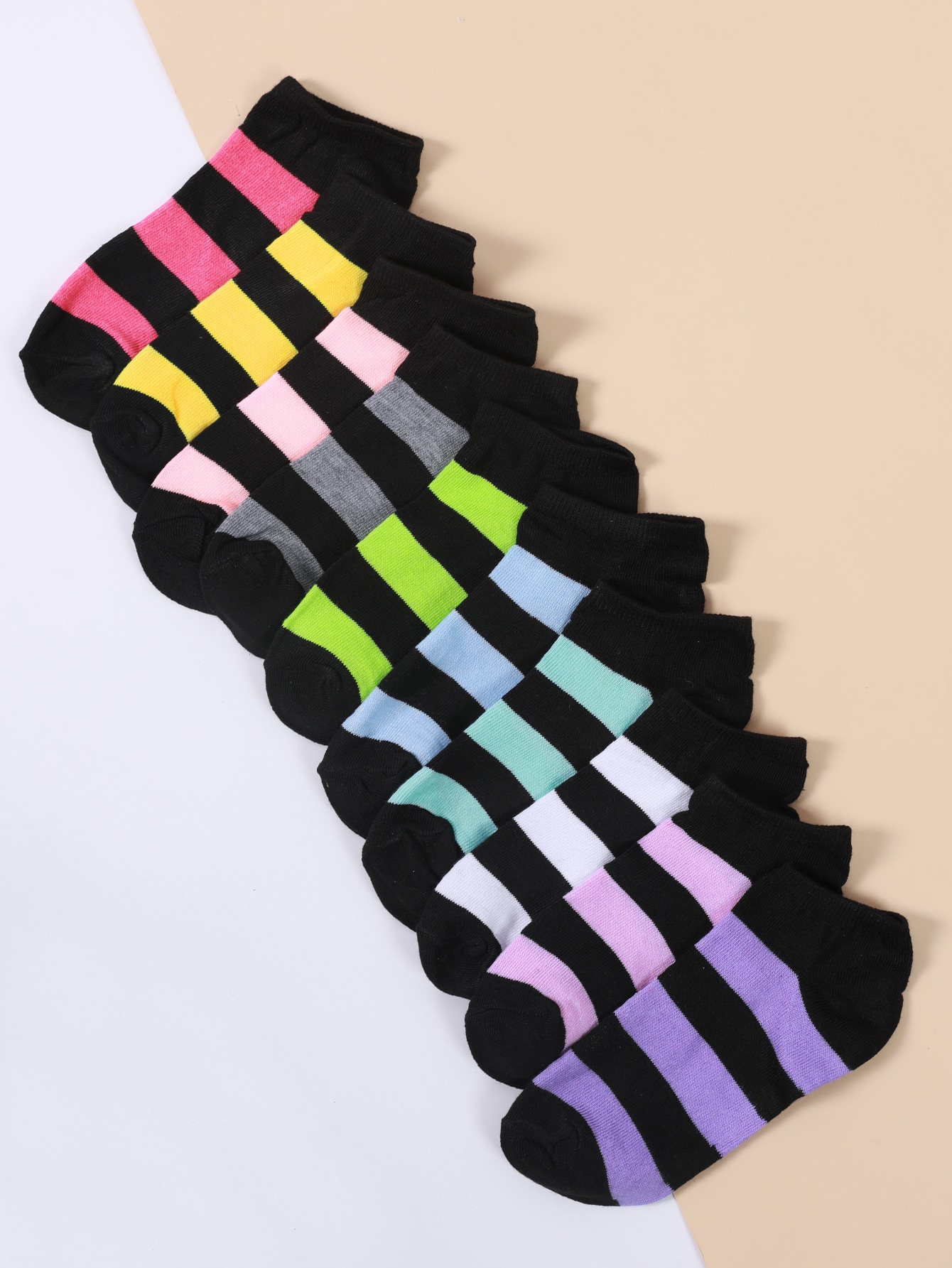 10pairs Striped Pattern Socks