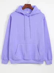 INAWLY Solid Thermal Lined Drawstring Hoodie | SHEIN USA