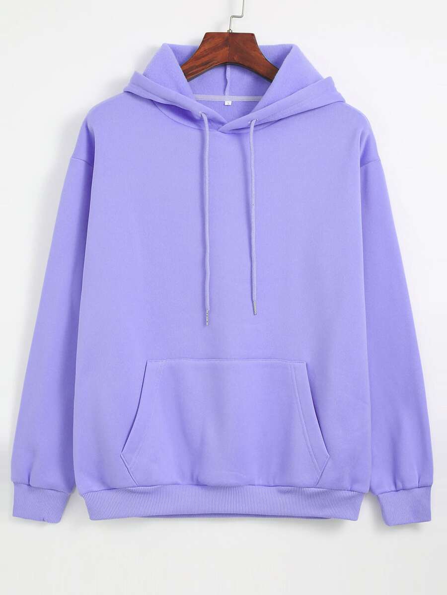 INAWLY Solid Thermal Lined Drawstring Hoodie | SHEIN USA